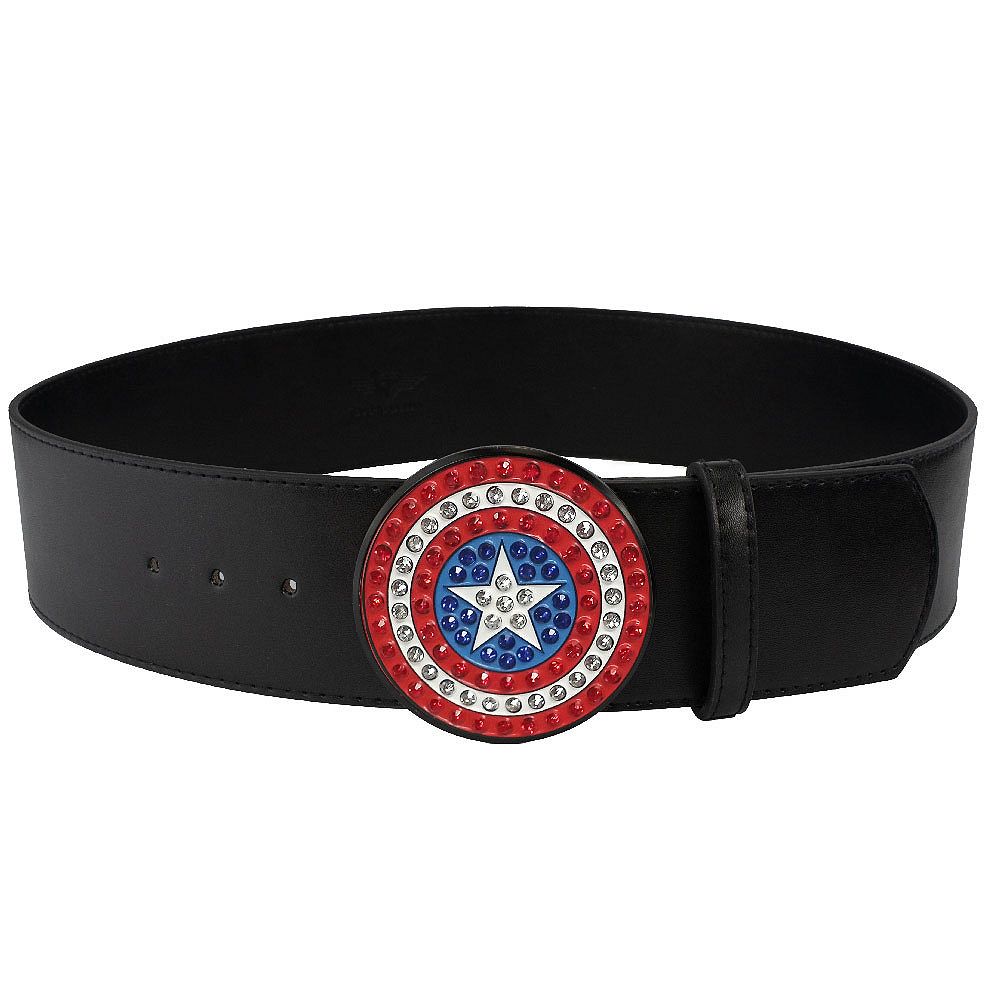 Marvel Comics Belt, Captain America Shield with Crystal Rhinestones ...