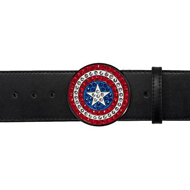 Marvel Comics Belt, Captain America Shield with Crystal Rhinestones ...