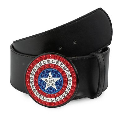 Marvel Comics Belt, Captain America Shield with Crystal Rhinestones ...