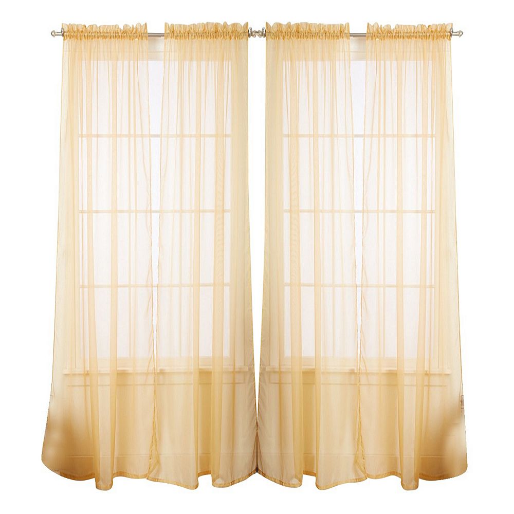 J&V TEXTILES Solid Sheer Window Curtain Panels- Set of 4