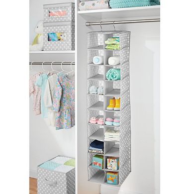 mDesign Large 20 Shelf Fabric Over Rod Closet Hanging Storage Unit - Gray