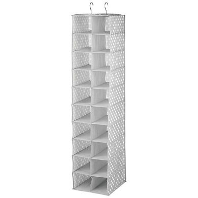mDesign Large 20 Shelf Fabric Over Rod Closet Hanging Storage Unit - Gray