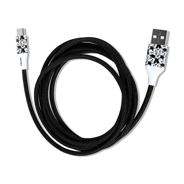Disney's Mickey Mouse Faces 6-ft. USB A To Typec Braided Charging Cable