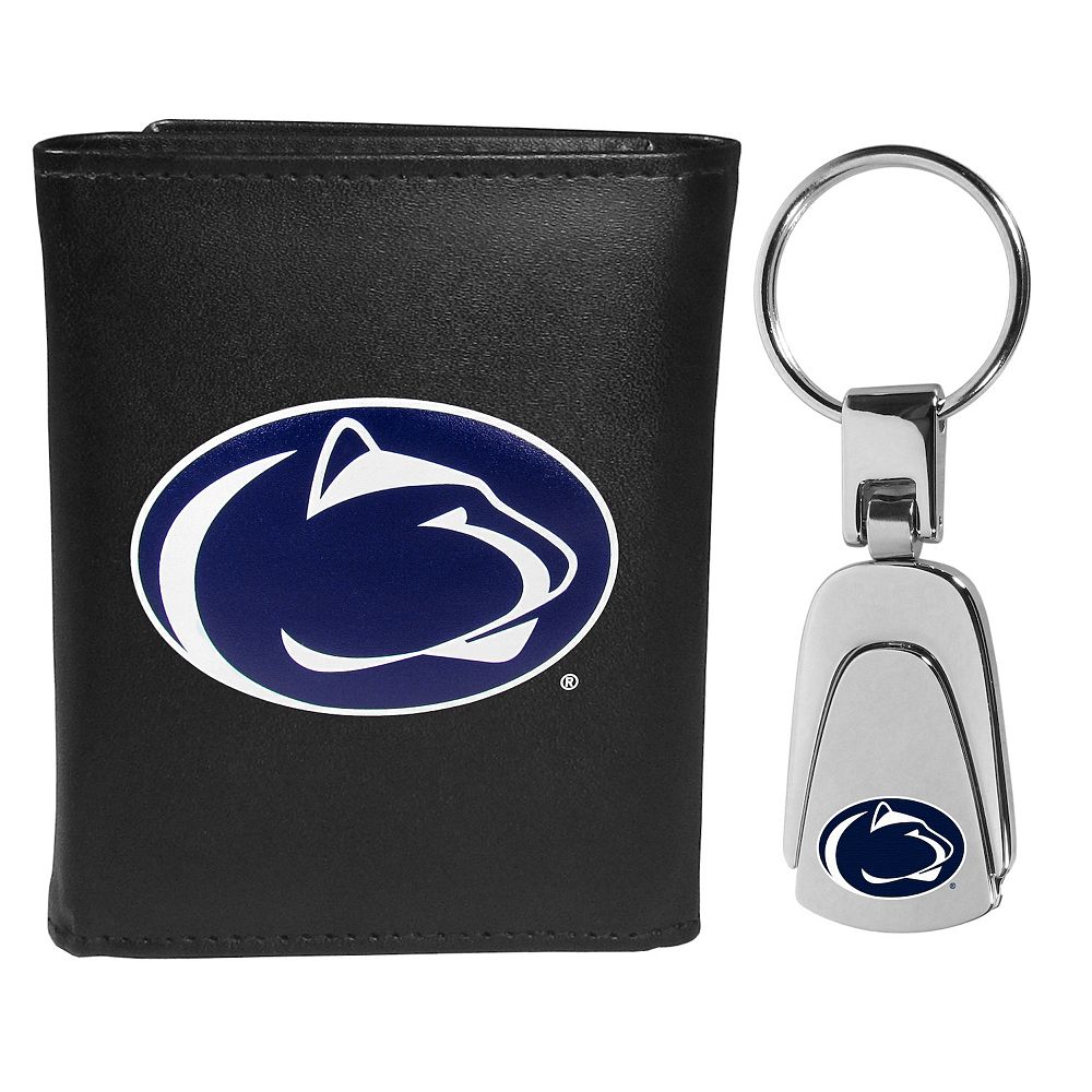 NCAA Penn State Nittany Lions Tri-Fold Wallet and Steel Key Chain Set