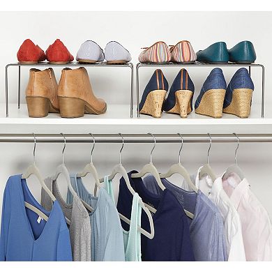 mDesign Large Metal Raised Closet Storage Shelf Organizer Rack - 4 Pack ...