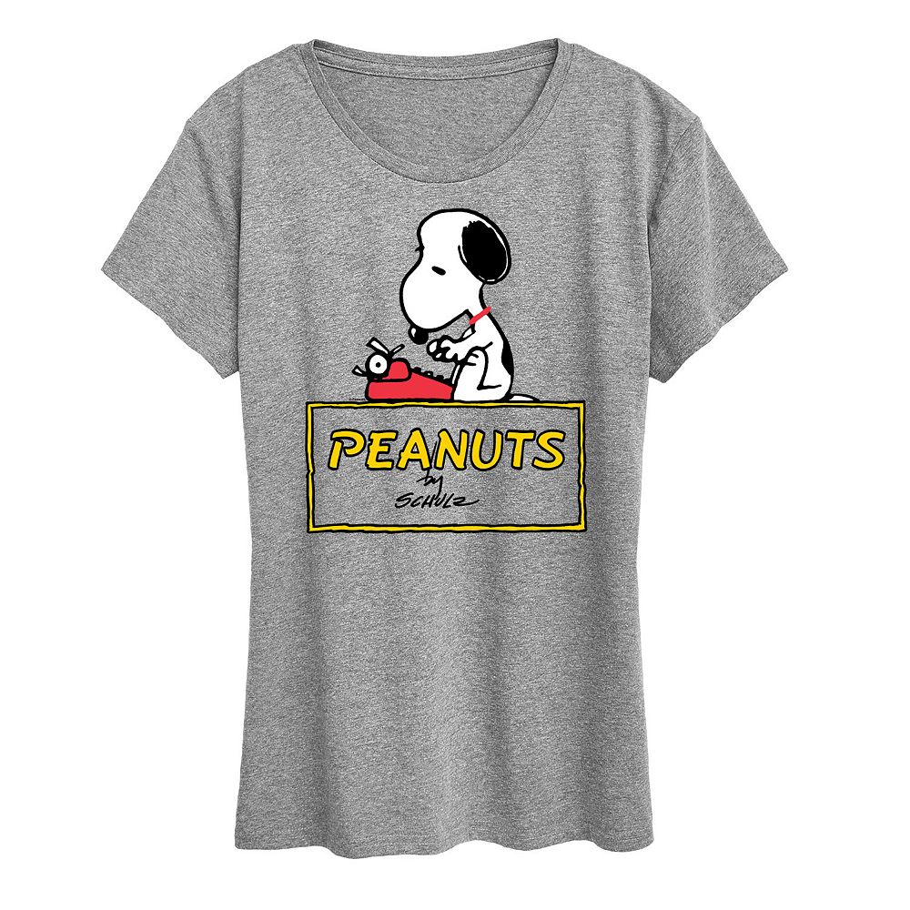 Women's Peanuts Snoopy Typing Logo Graphic Tee