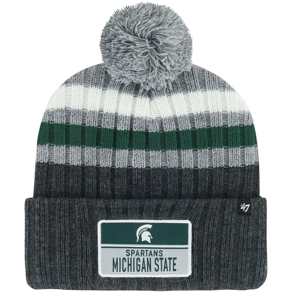 Men's '47 Charcoal Michigan State Spartans Stack Striped Cuffed Knit ...