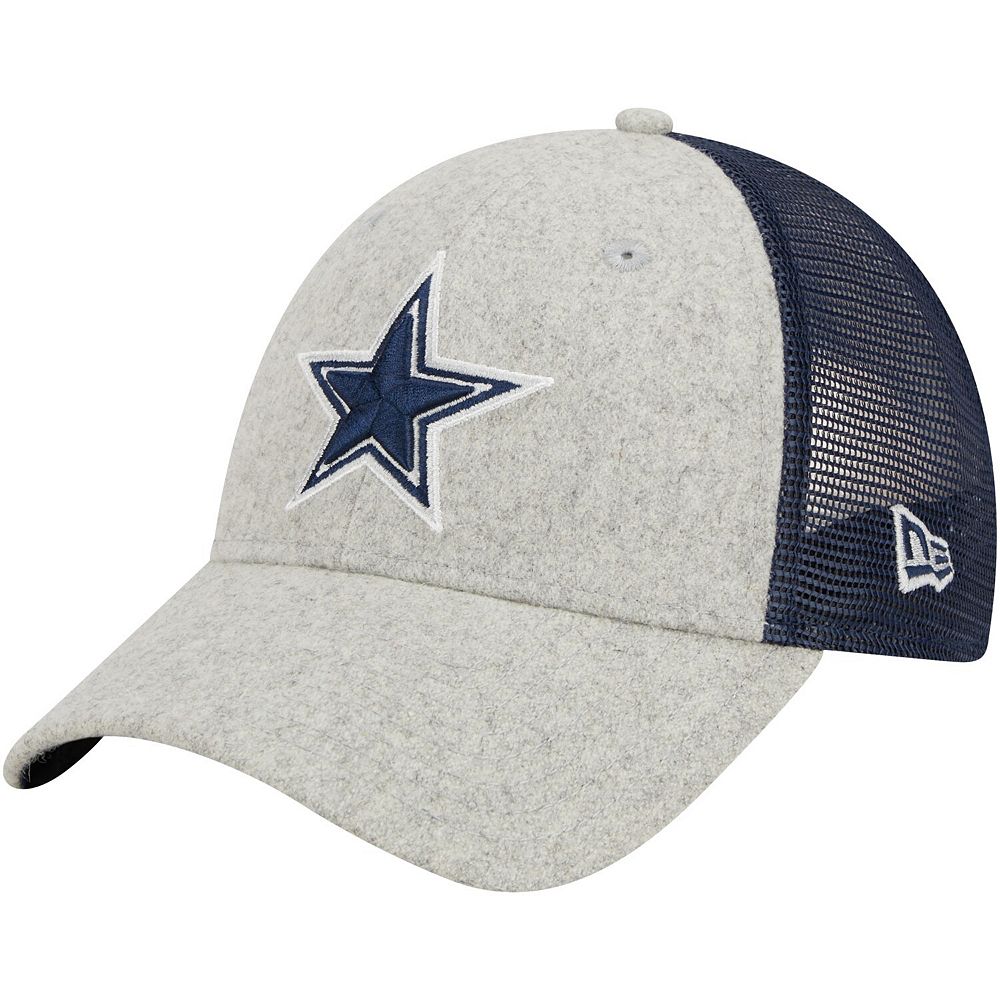 Men's New Era Heather Gray/Navy Dallas Cowboys Pop Trucker 9FORTY ...