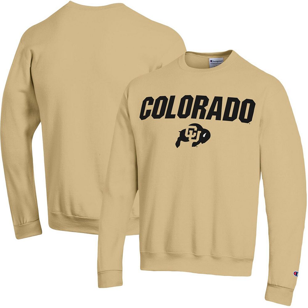 Men's Champion Gold Colorado Buffaloes Straight Over Logo Powerblend ...