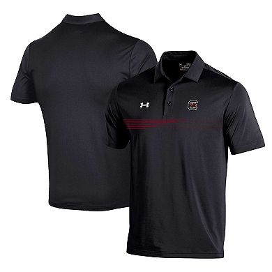 Men's Under Armour Black South Carolina Gamecocks Tee To Green Stripe Polo