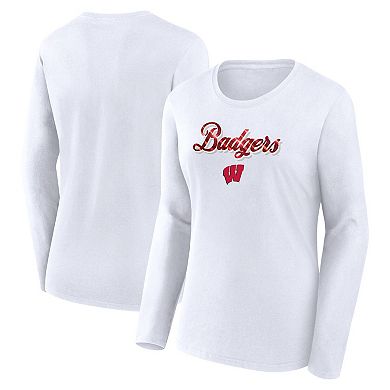Women's Fanatics Branded White Wisconsin Badgers Double Team Script ...
