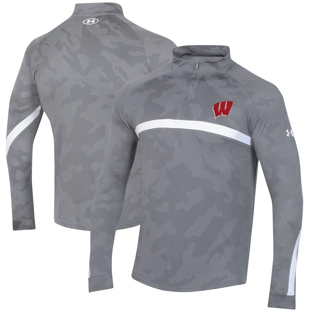 Men's Under Armour Steel Wisconsin Badgers Game Day Camo Raglan Quarter ...