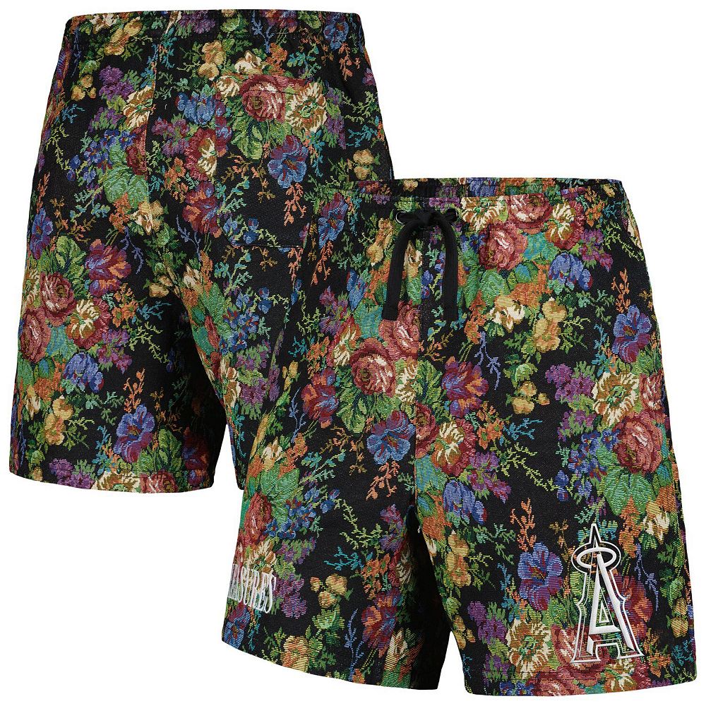 Men's PLEASURES Black Los Angeles Angels Floral Shorts