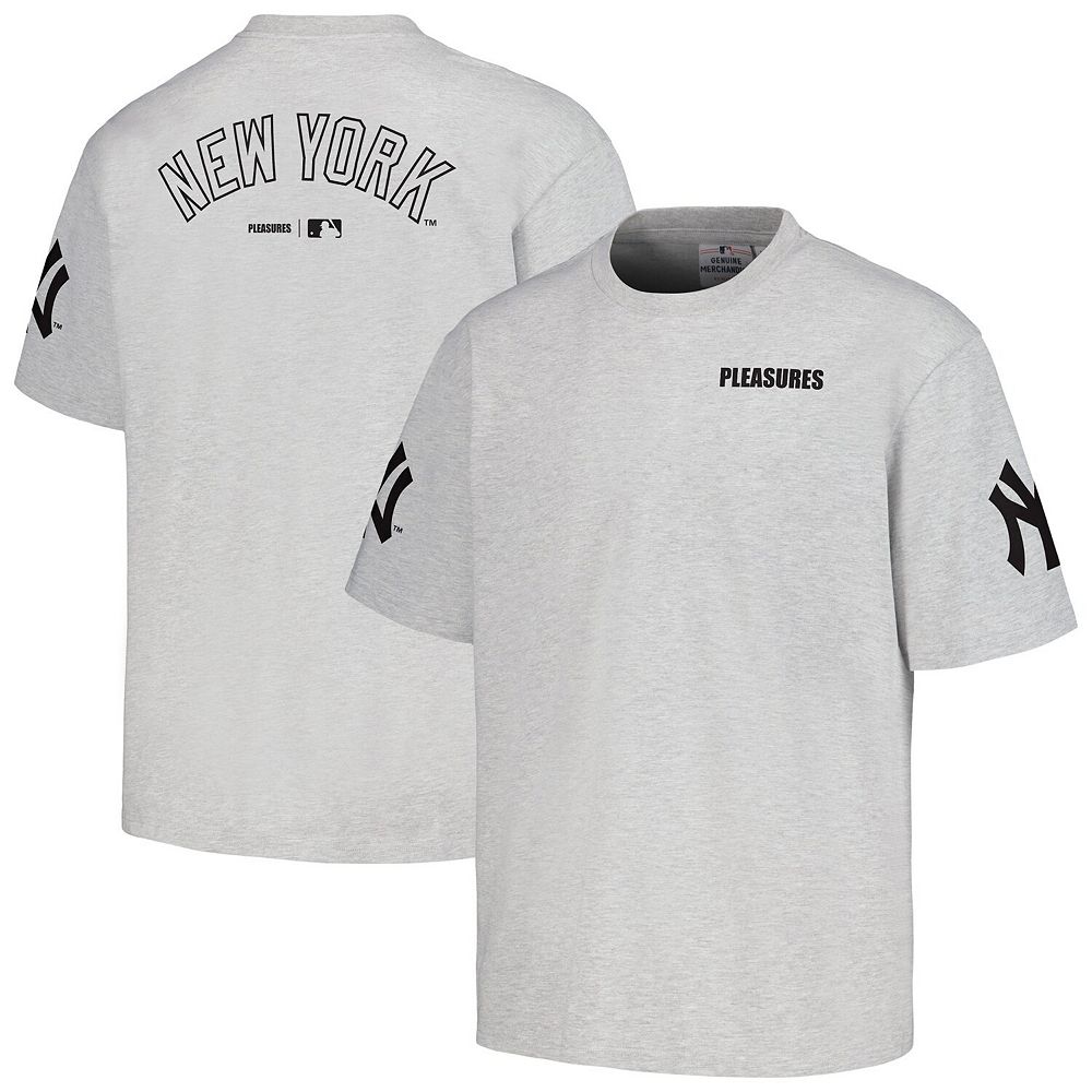 Men's PLEASURES Gray New York Yankees Team T-Shirt