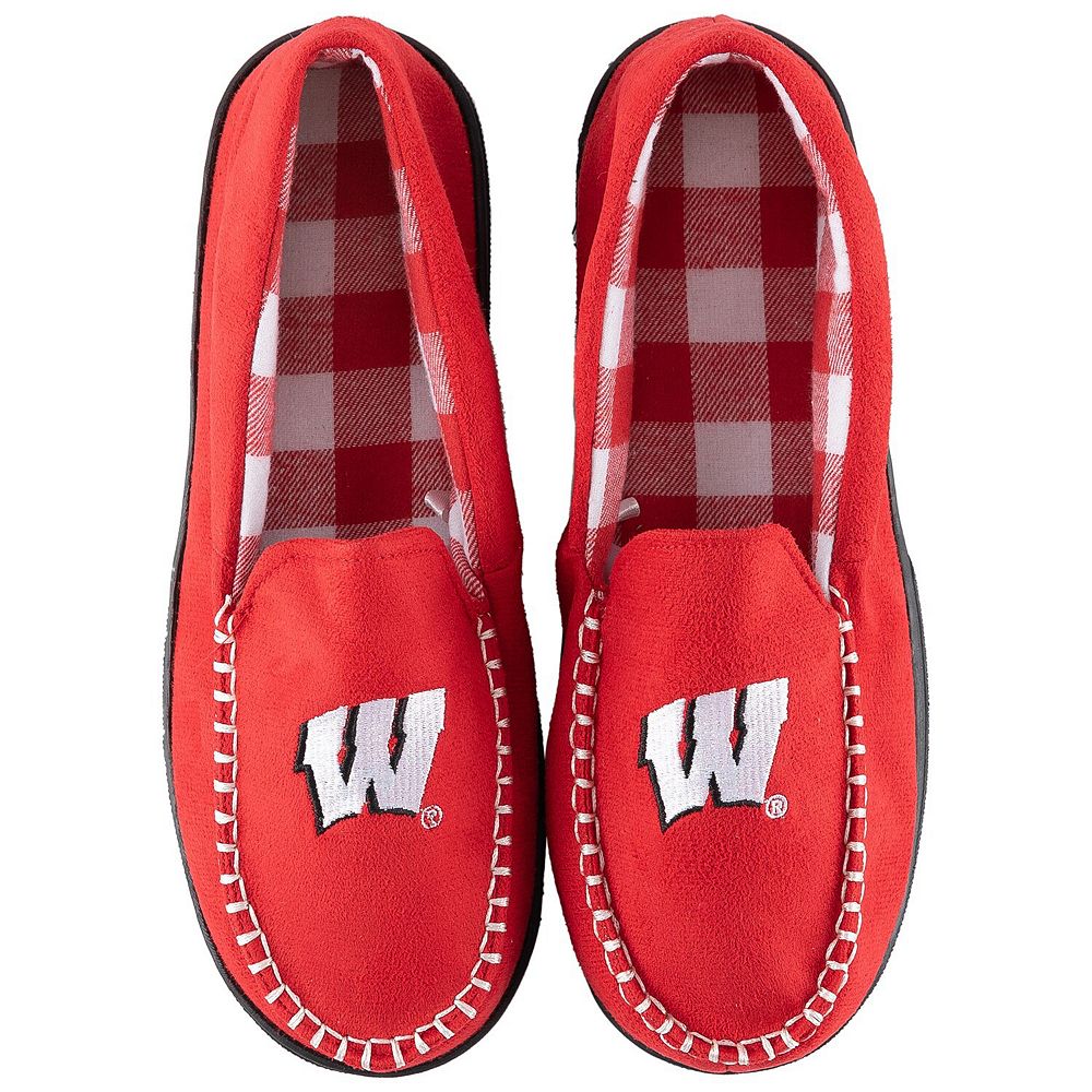Men's ZooZatz Wisconsin Badgers Flannel Moccasin Slippers