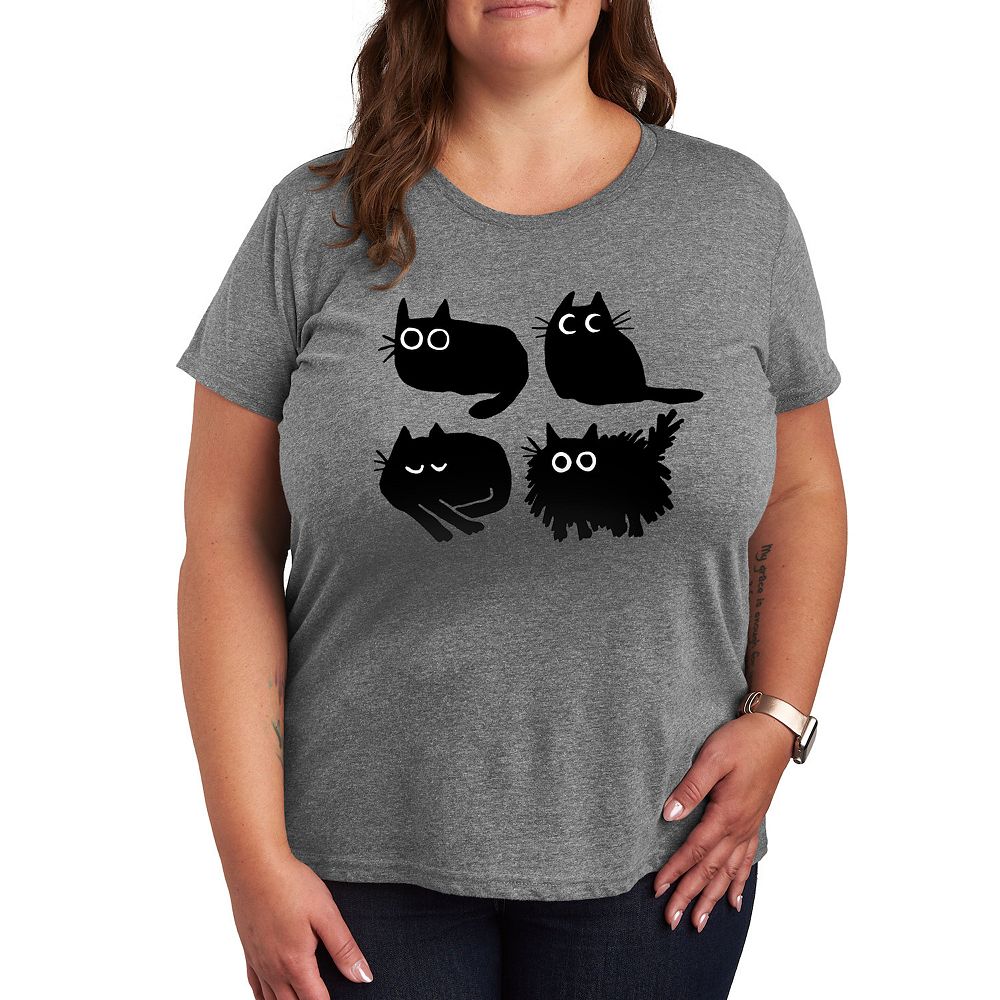 Plus Sketched Black Cats Graphic Tee
