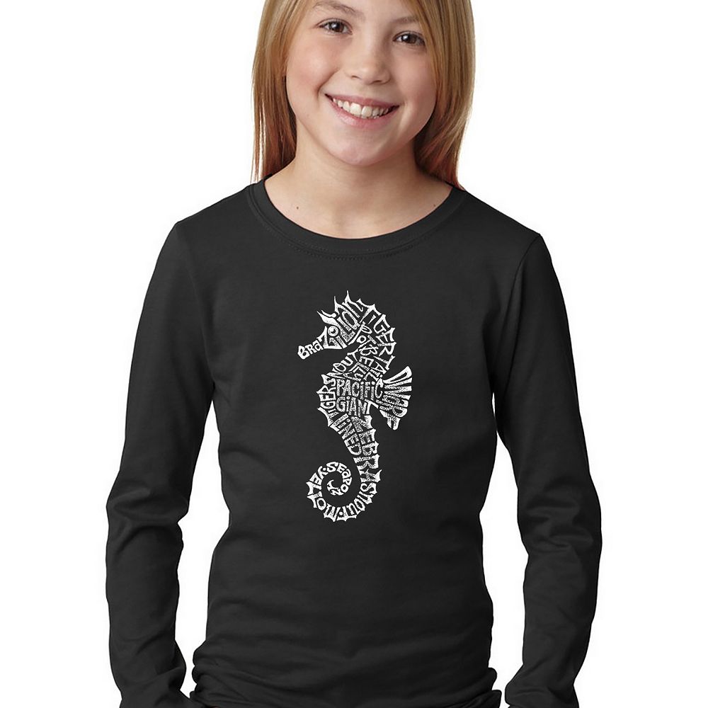 Types of Seahorse - Girl's Word Art Long Sleeve