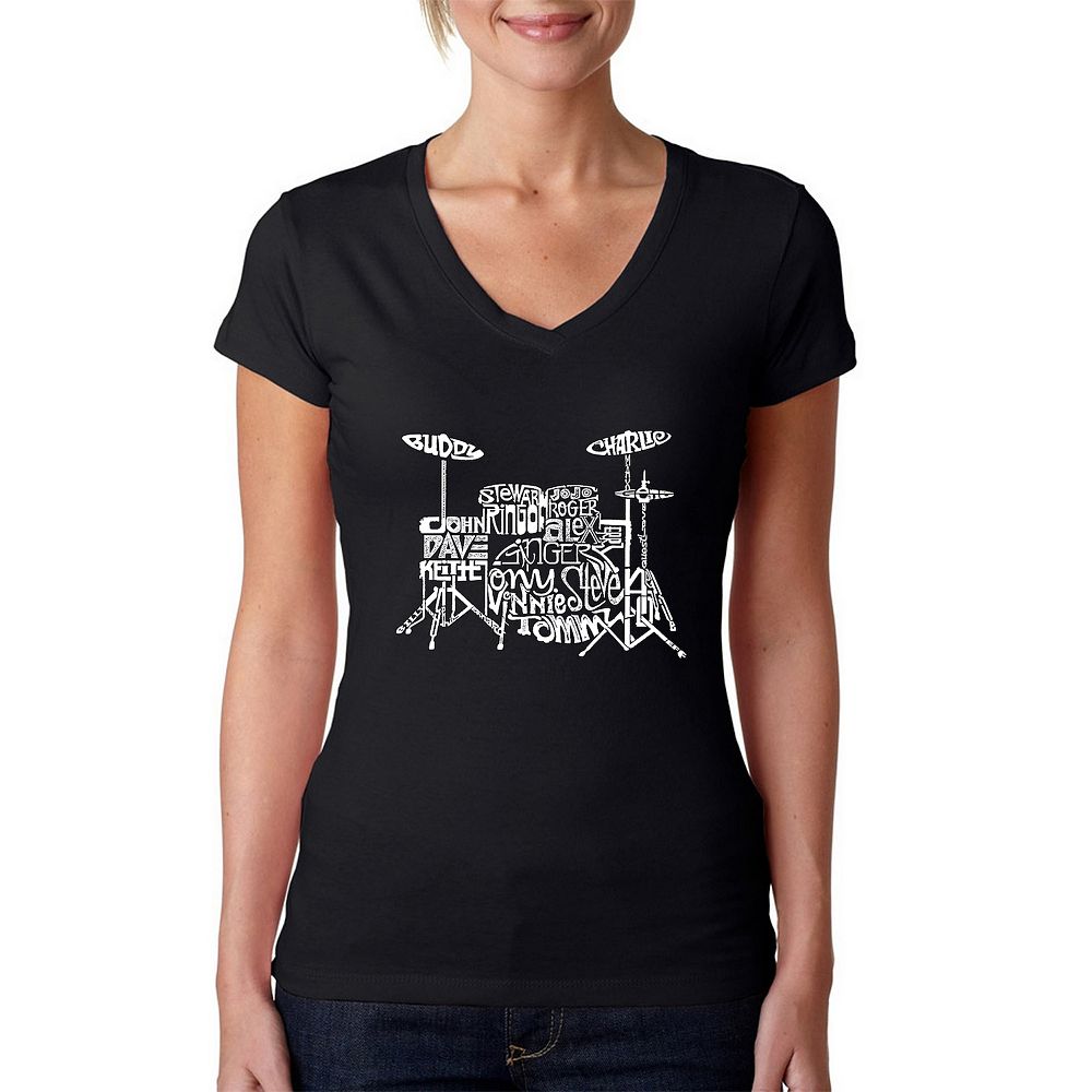 Drums - Women's Word Art V-Neck T-Shirt