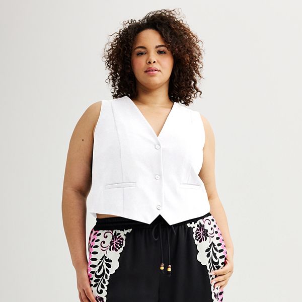 Plus Size INTEMPO Button Front Vest