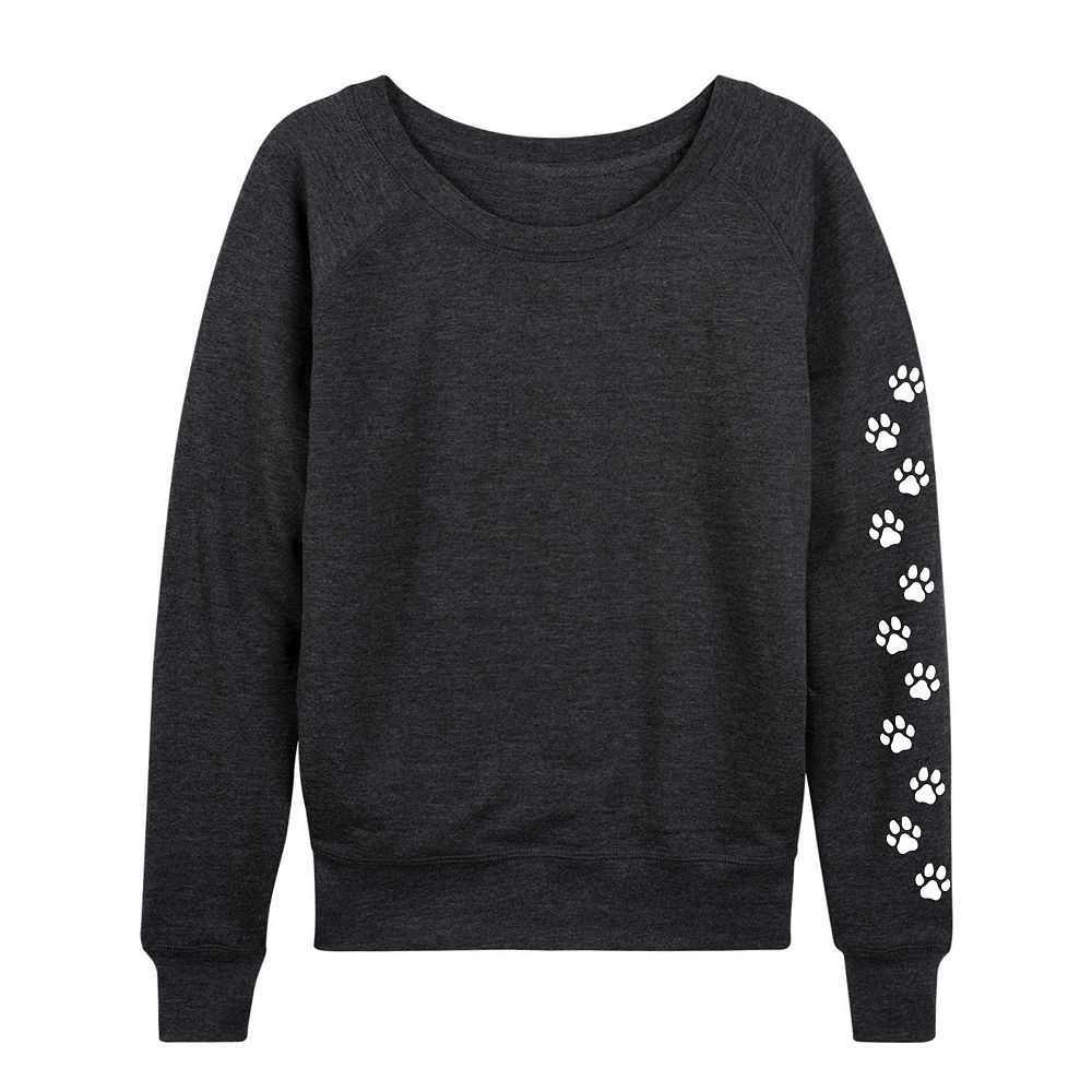 Plus Size Paw Prints Sleeve French Terry Long Sleeve Tee