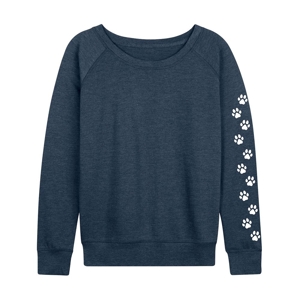 Plus Size Paw Prints Sleeve French Terry Long Sleeve Tee