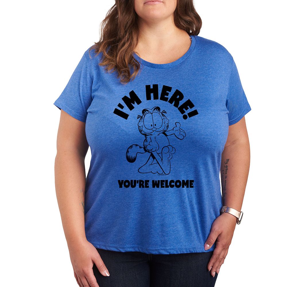 Plus Garfield I'm Here You're Welcome Graphic Tee