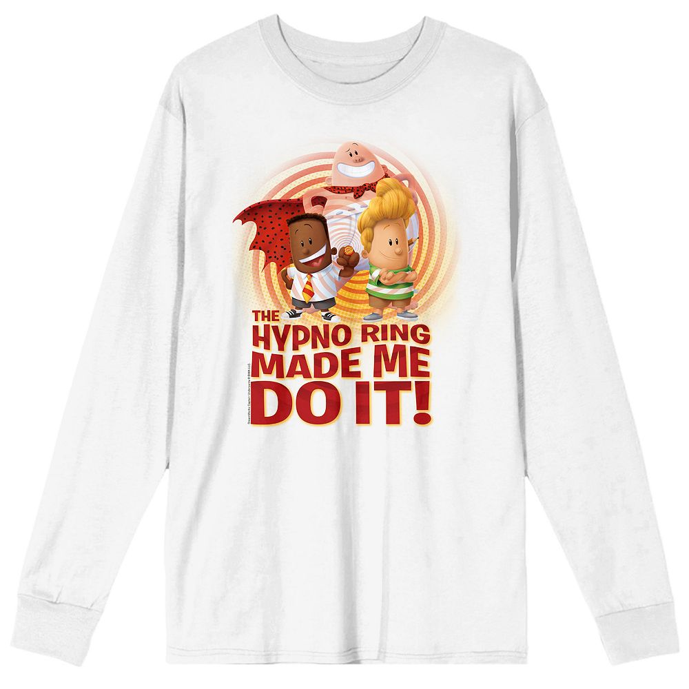 Men's Captain Underpants "Hypno Ring Made Me Do It" Long Sleeve Graphic Tee