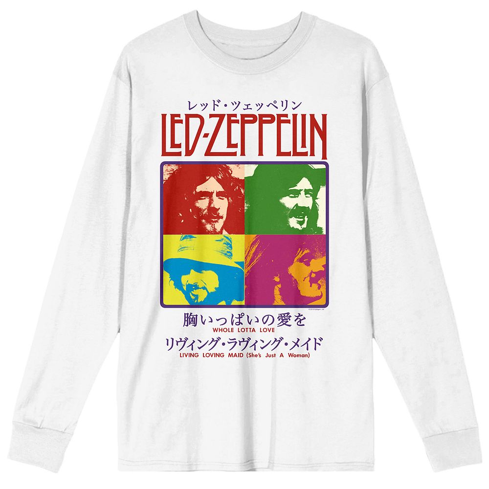 Men's Led Zeppelin Portraits With Kanji Long Sleeve Graphic Tee