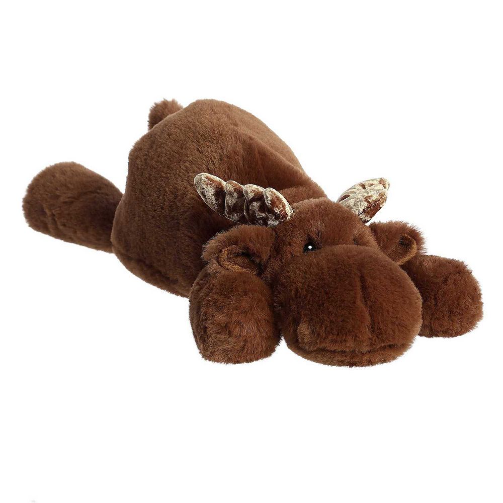 Aurora Large Brown Snoozles 18" Moose Laid-back Stuffed Animal