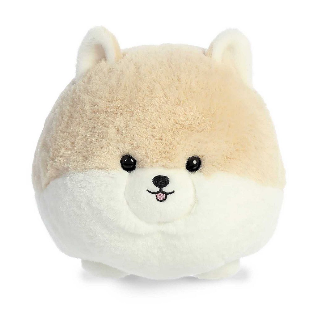 Aurora Medium White Teddy Pets 10" Cream Pom Playful Stuffed Animal
