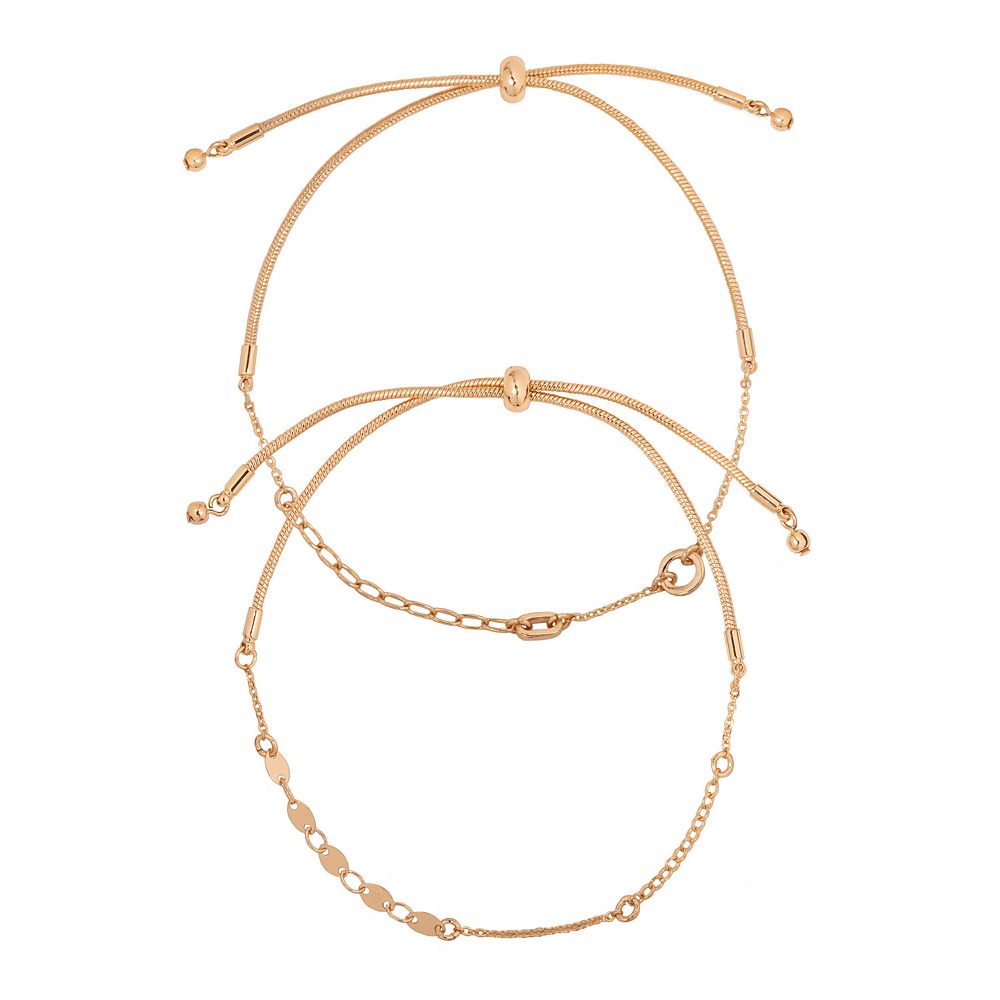 LC Lauren Conrad Gold Tone Mixed Chain Adjustable Bracelets Set