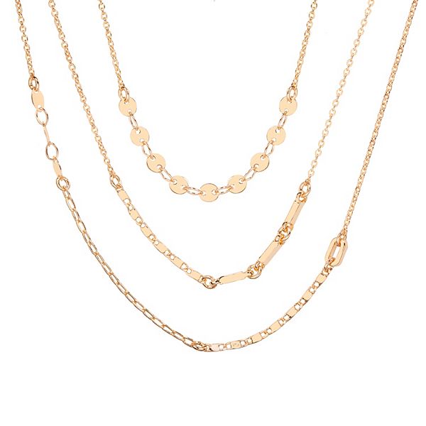 LC Lauren Conrad Gold Tone Mixed Chain Triple-Strand Necklace