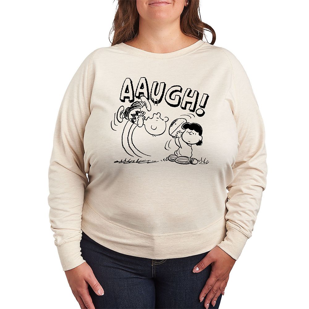 Plus Size Peanuts Charlie Brown Football French Terry Long Sleeve Tee