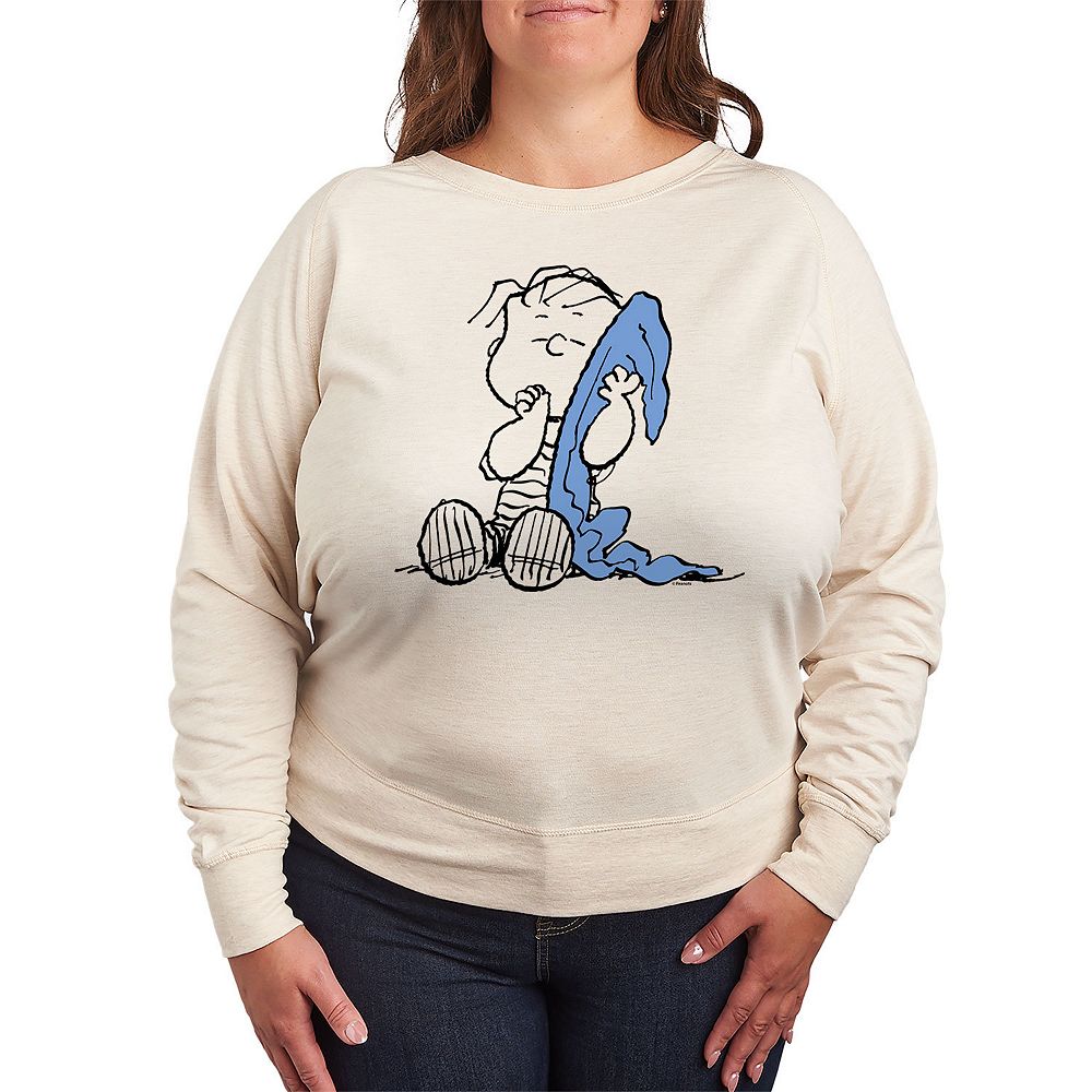 Plus Size Peanuts Linus Blanket French Terry Long Sleeve Tee