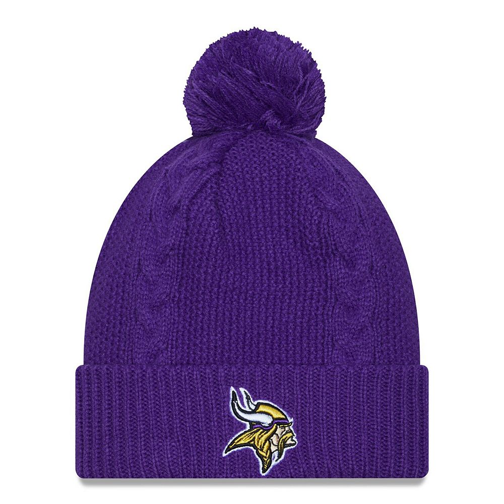 Women's New Era Purple Minnesota Vikings Cabled Cuffed Knit Hat with Pom