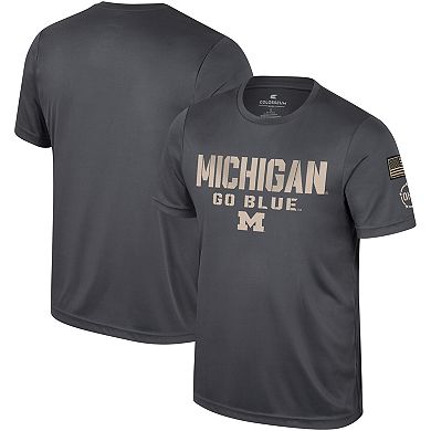 Men's Colosseum Charcoal Michigan Wolverines OHT Military Appreciation T-Shirt