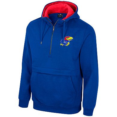 Men's Colosseum Royal Kansas Jayhawks Half-Zip Hoodie