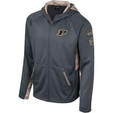 Men's Colosseum Charcoal Purdue Boilermakers OHT Military Appreciation Camo Raglan Full-Zip Hoodie