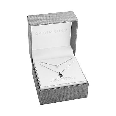 PRIMROSE Sterling Silver Cubic Zirconia and Flower Pendant Double ...