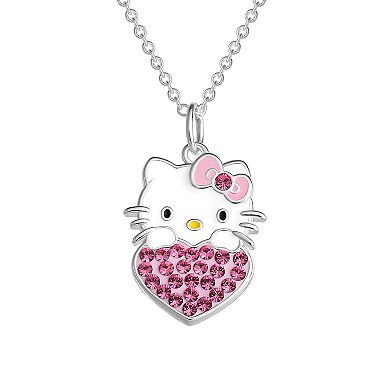 Hello Kitty Pink Crystal Heart Pendant Necklace