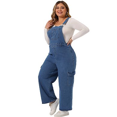 Plus Size Denim Overalls Pants for Women Bib Jeans Pockets Stretch ...