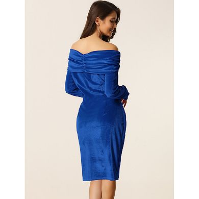 Women's Off Shoulder Ruched Bodycon Cocktail Mini Dress
