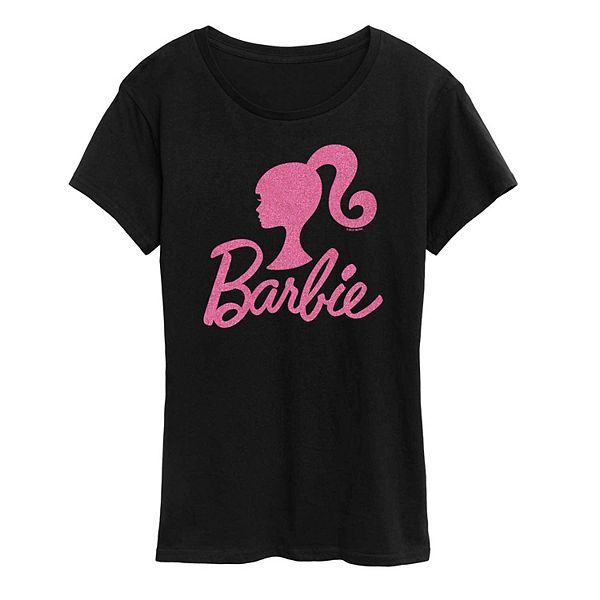 Women's Barbie® Logo Pink Glitter Graphic Tee