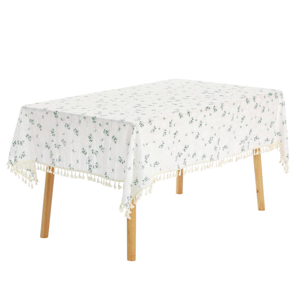 Cotton Linen Flower Dining Room Gathering Rectangle Tablecloth 1 Pc, 55" X 71"