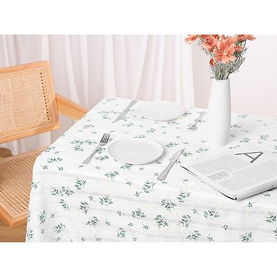 Cotton Linen Flower Dining Room Gathering Rectangle Tablecloth 1 Pc, 47 ...