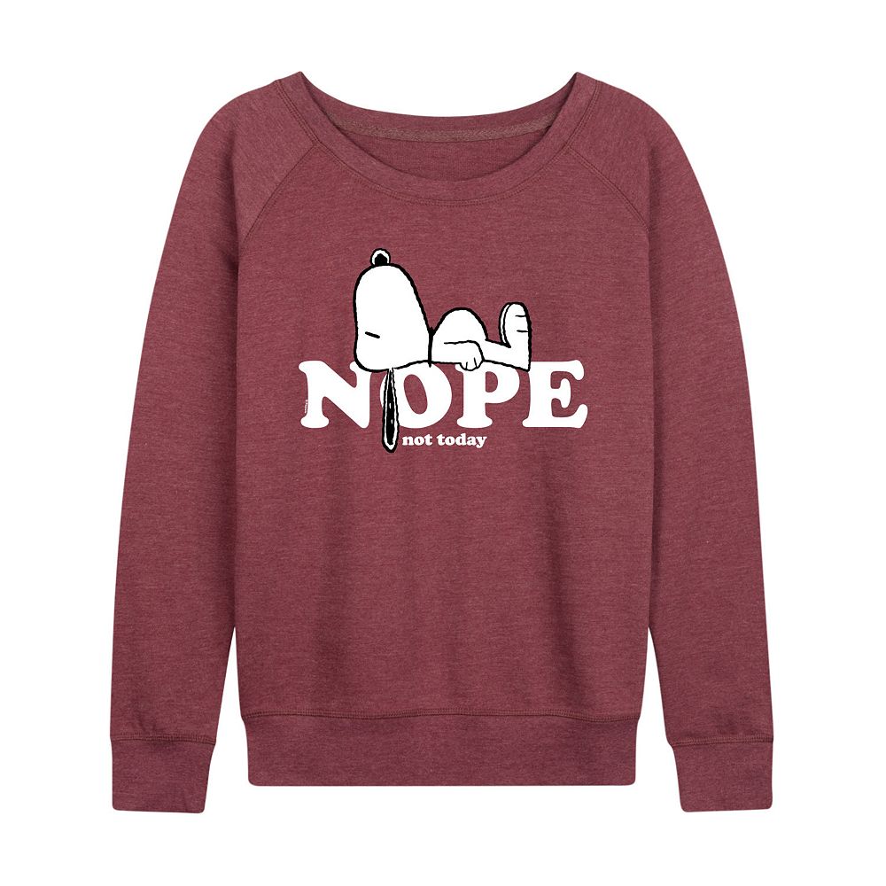 Women's Peanuts Snoopy Nope Art French Terry Long Sleeve Tee