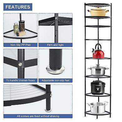 8-Tier Kitchen Pot Rack, Cookware Stand Storage Organizer, Shelf Rack