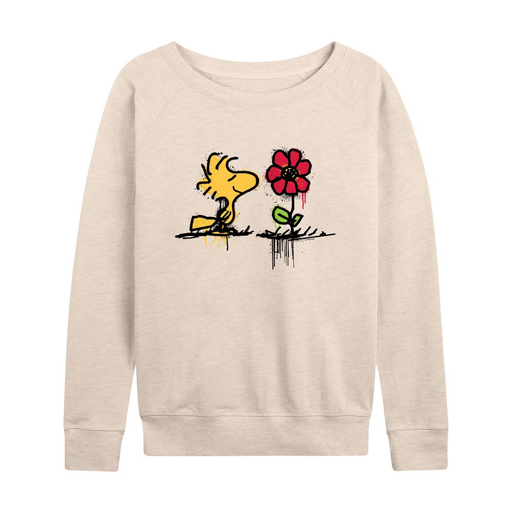 Women's Peanuts Woodstock Rose French Terry Long Sleeve Tee
