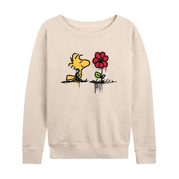 Women's Peanuts Woodstock Rose French Terry Long Sleeve Tee