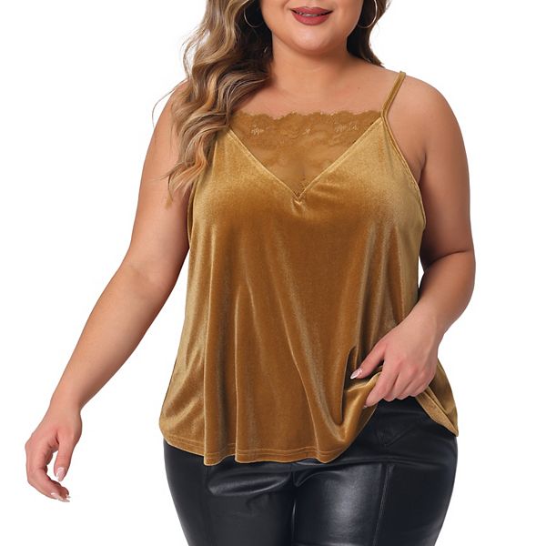 Velvet Camisole For Women Plus Size Adjustable Strap Lace Sleeveless ...